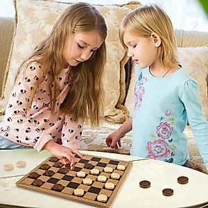 Gamie Wooden Checkers Board Game, Wood Family Board Game for Game Night, Indoor Fun and Parties, Develops Logical Thinking and Strategy, Best Gift Idea for Kids