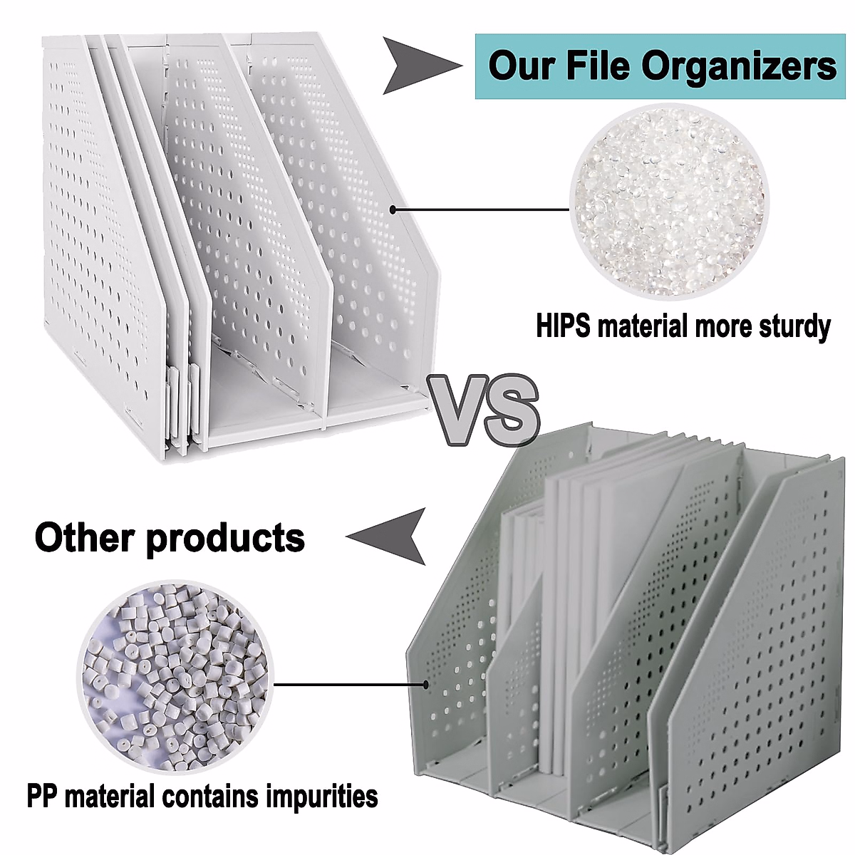 Lemical Freely Expanding 4 Vertical Compartment Collapsible Magazine File Holder Space Saving Rack Home Kitchen Desk Organizer No Need Assemble Gray