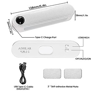 AIMILAR Rechargeable Motion Sensor Night Light Dimmable LED Night Lights for Kids Bedrooms USB Chargeable Magnetic Nightlights for Kids Room Bathroom Cabinet Closet Hallway (2 Pack) (White)