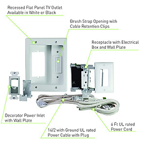 Legrand, Home Office & Theater, In Wall TV Power Kit, White, 6ft Length, HT22U2WHR6