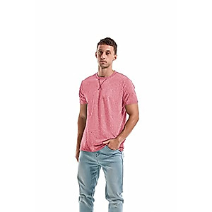 KLIEGOU Men's T-Shirts - Elasticity Cotton Crew Neck Tees 2166 Pink XL