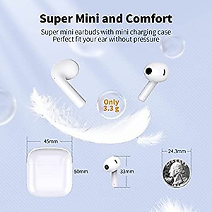 Wireless Earbuds Bluetooth Headphones 48Hrs Battery Life with Wireless Charging Case, IPX7 Waterproof Semi-in-Ear Earphones Clear Call Power Display Built-in Mic Stereo Headset for iPhone/Android