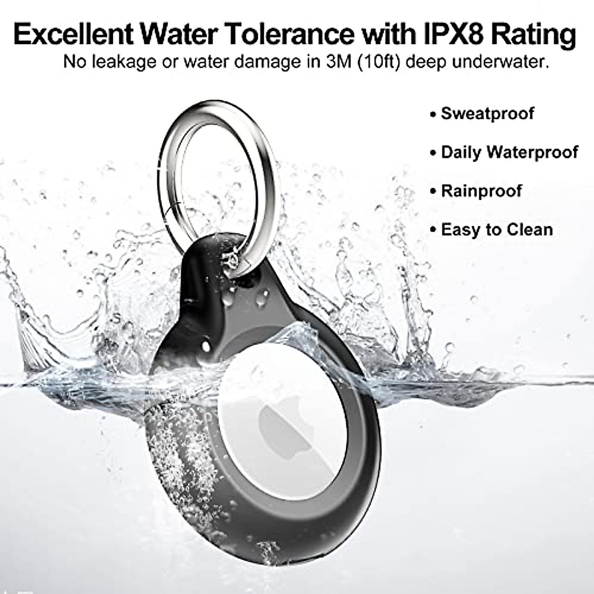 [4 Pack] Airtag Keychain for Apple Air Tag Holder IPX8 Waterproof Military-Grade Drop Shockproof Protective Cover Case Scratch Resistant for Pets, Dog, Keys, Cat, Luggage