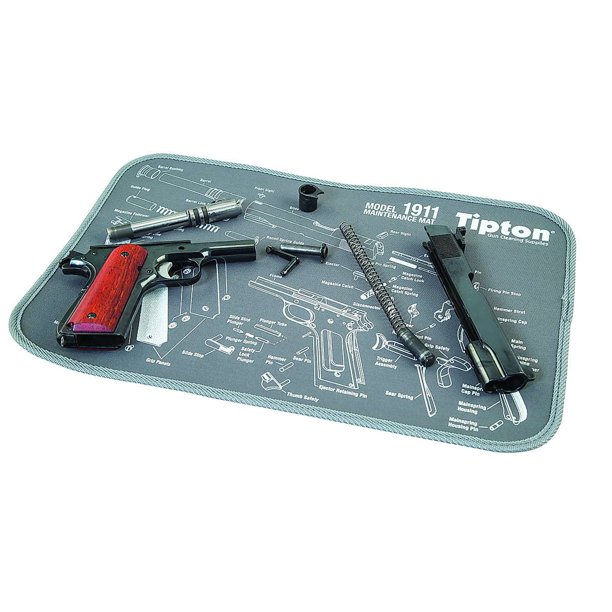 Tipton 1911 Maintenance Mat with Handgun Schematic and Neoprene Construction for Pistol Cleaning