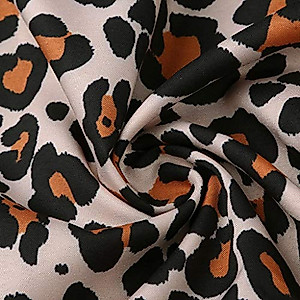 YOMXL Men Vintage Leopard Print Shirt Summer Beach Tee Lapel Collar Short Sleeve V-Neck Button Tops