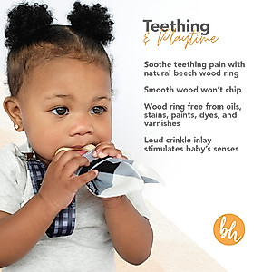 BooginHead Pacifier Clip and Natural Wood Baby Teether, Lemons