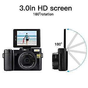 Digital Camera, WIFI High Definition USB 3in LCD Screen 180 Degree Rotation 2.7K 48MP Video Chat Digital Camera, for Windows, for OS X system