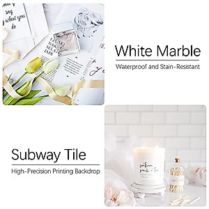 EOAJAFOU 3PCS 24×24in Photo Backdrop Boards White Marble & White Brick Wall with 3PCS Bracket for Food Photography Background