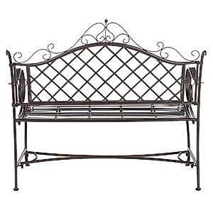 SAFAVIEH PAT5017B Outdoor Collection Abner Rustic Brown Wrought Iron 46-inch Garden Bench