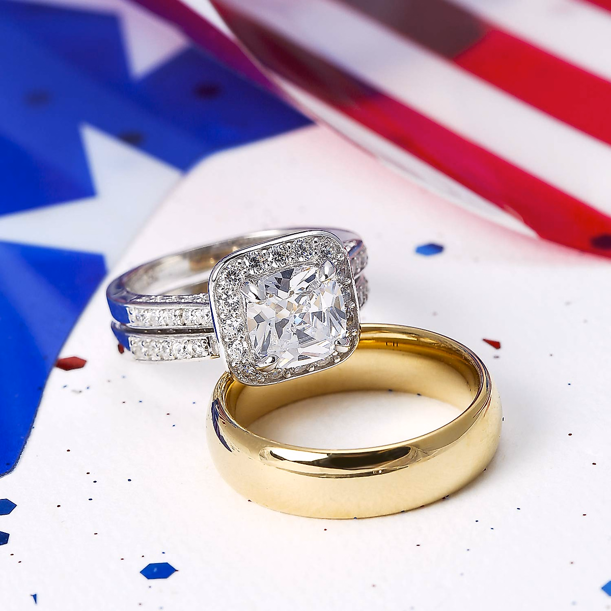 Bling Jewelry Gold Plated High Polish Comfort Fit Tungsten Wedding Band 8mm, Size 7.5