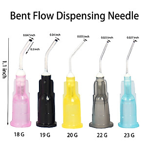 300 Pcs Bent Blunt Tip Dispensing, Bent Flow Dispensing Tips, Disposable Bent Irrigation Blunt Tips, Great for Oil or Glue Applicator (Pink 18G)