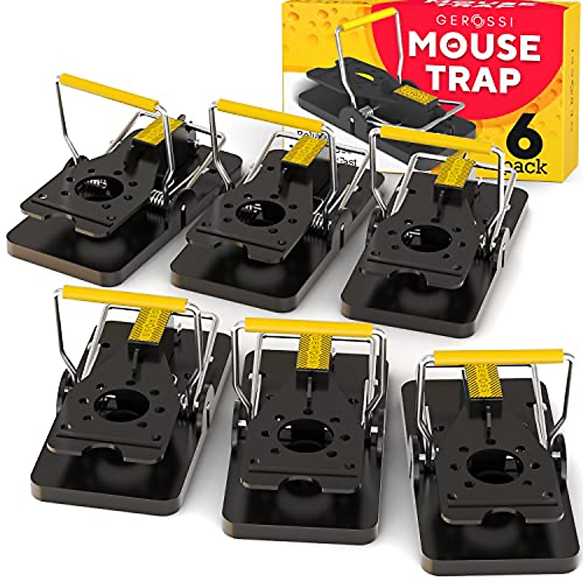 Instant Mouse Mice Traps Pack of 6 - for House, Indoor & Outdoor - Easy Setup & Reusable w/Powerful Spring - Quick & Effective Mousetrap Catcher, Best Traps to Remove Unwanted Rodent from Your Home