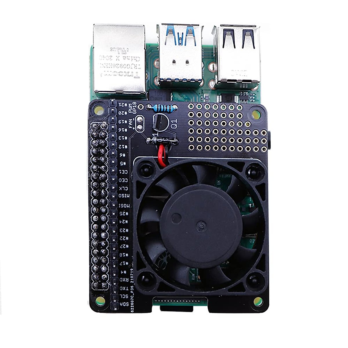 Treedix Compatible with Raspberry 4/4B Fan Hat Heatsink Kit GPIO Expansion Board with PWM Controllable Single Cooling Fan DC 5V