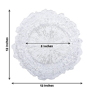 Tableclothsfactory 6 Pack 13" Round Clear Acrylic Reef Charger Plates Ruffled Rim Dinner Charger Plates For Weddings Events