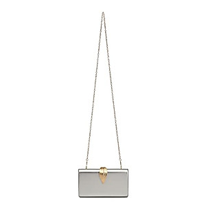 Beaguful Women's Fashion Evening Bags with Golden Leaves Crossbody Shoulder Handbag Chain Removable Silver