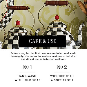 MACKENZIE-CHILDS Courtly Check Enamel Tea Kettle, Decorative Tea Kettle, 3-Quart Capacity