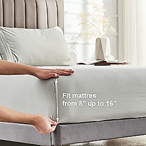 WOD FAMY Microfiber Full Size Bed Sheet Set Extra Soft Deep Pockets Luxury Hotel Light Grey Bed Sheets Breathable & Cooling Wrinkle Free 4 Piece Set Fulls Sheets