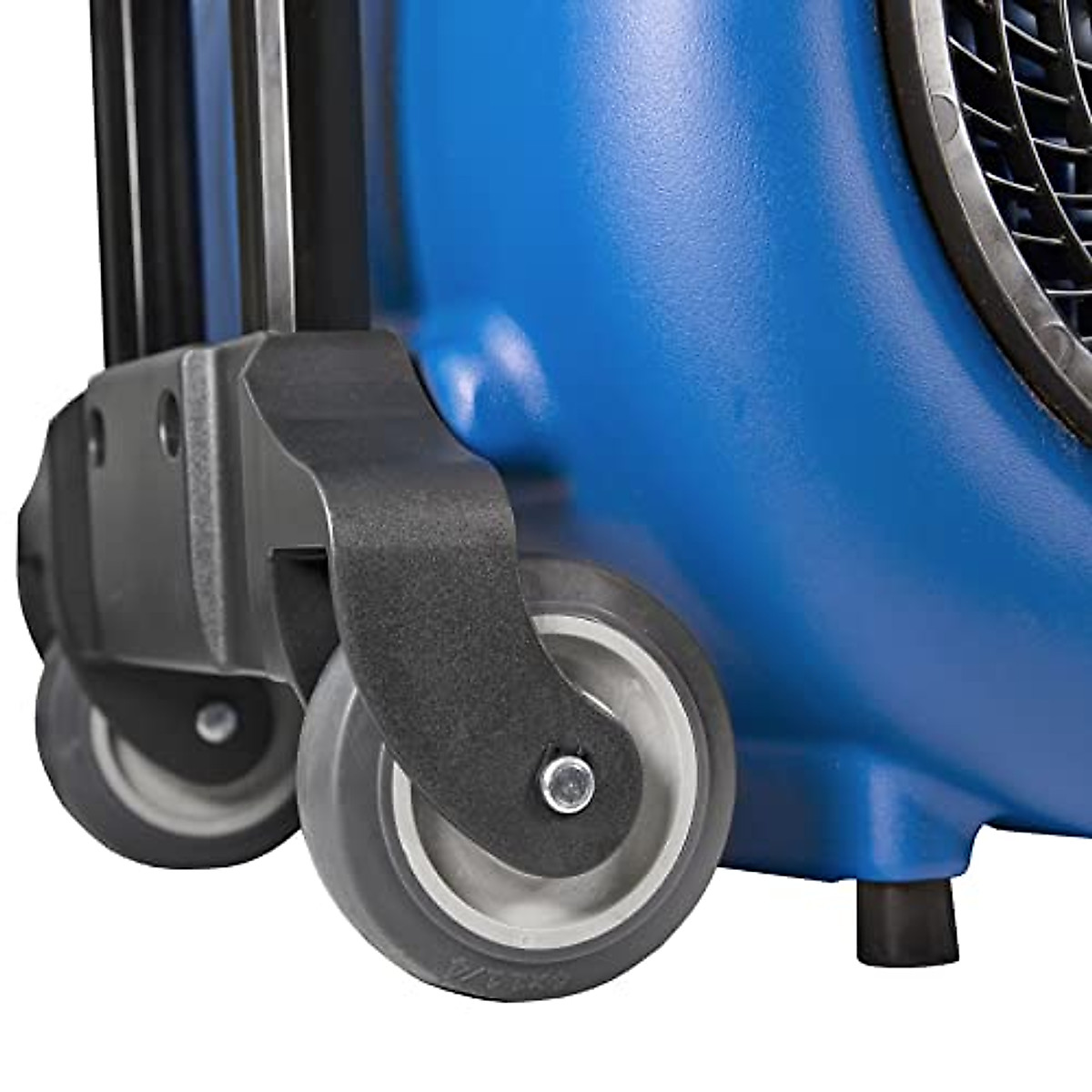 Comfort Zone CZBC101T 1 HP Stackable High-Velocity Carpet Dryer with Timer, Auto Shut-Off, Telescopic Handle, and Wheels, Blue