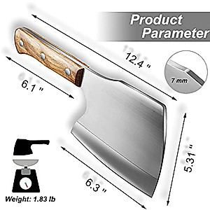 ZENG JIA DAO Meat Cleaver Butcher Knife Heavy Duty Bone Chopper Axe for Kitchen 6 '' Bones Cutting Knife Forged Stainless Steel Solid Pear Wood Handle Smashing bone in Restaurant farm Slaughterhouse