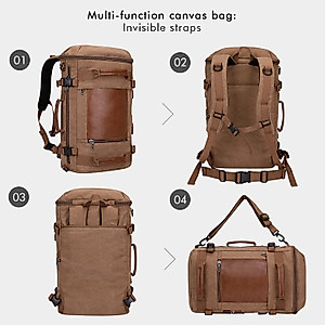 WITZMAN Travel Backpack with USB Charging Port Large Carry On Canvas Backpack Duffel Luggage Fit 17 inch Laptop for Men Women(2063 Light Green)