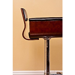 AC Pacific Adjustable Height Swivel Bar Stool - Modern Kitchen Counter Pub Chair with Cushioned Seat, Armrests and Back, 24"-33", Black/Wood