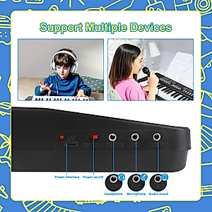 TWFRIC Beginners Piano Keyboard 37 Keys Portable Electronic Keyboard Piano Built-in Rechargeable Battery Kids Piano with Headphone Jack Learning Musical Instruments Gifts for 3 4 5 6 7 Boys Girls