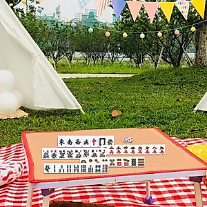 Chinese Mahjong Set with 144pcs Mini Mahjong Tiles, Portable Vintage Traditional Majong Mah Jongg Set with Carrying Case for Travel Family Party Game (White)