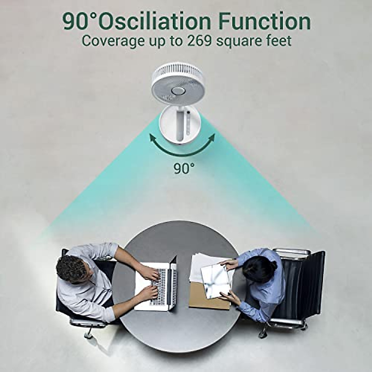 Marchpower Foldable Travel Fan, 10" Recharger 7200mAh Battery Operated Portable Osciallating Pedestal Fan with Remote Control, Quiet 5-Speed Foldaway Collapsible Telescopic Fan for Home Picnic Camping