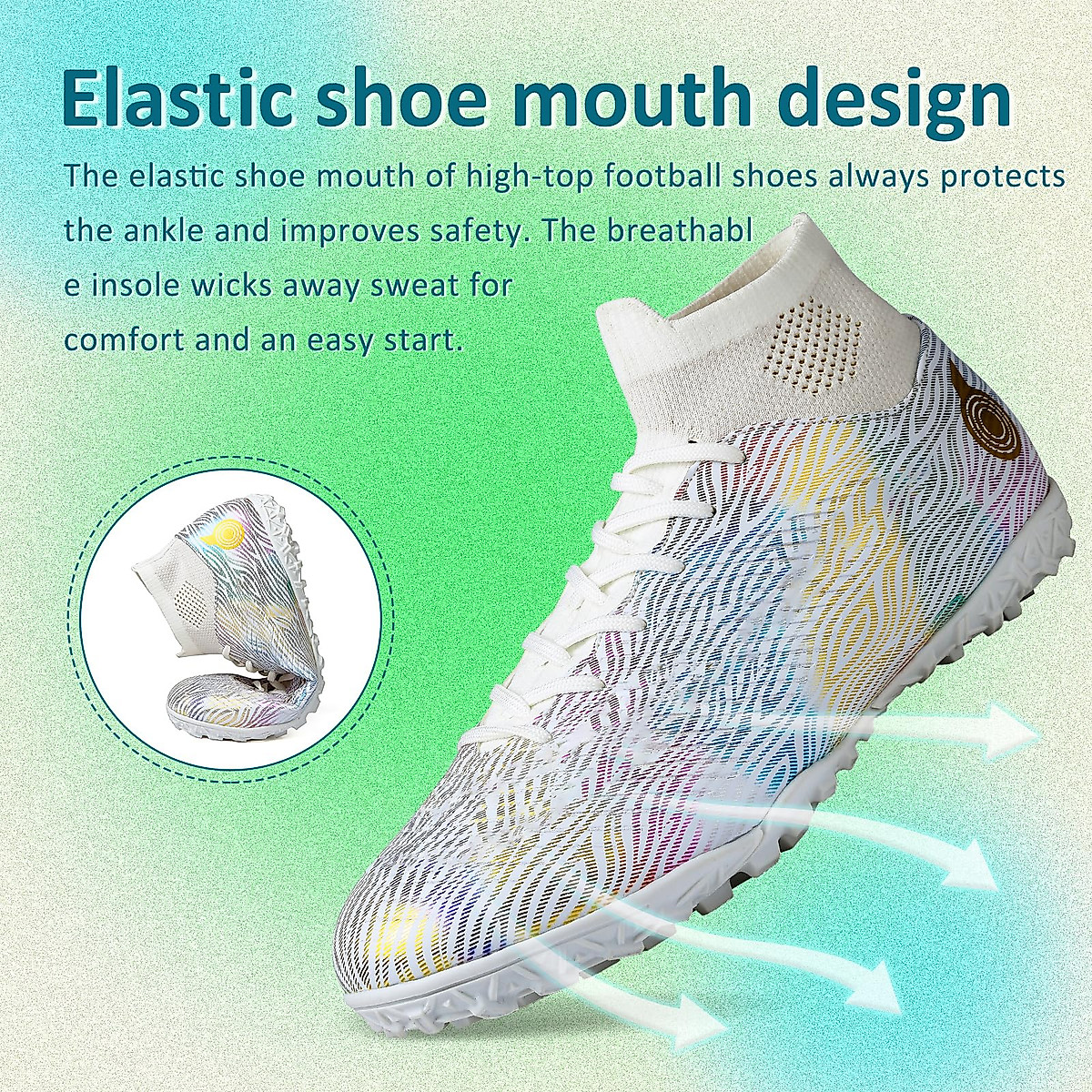 Indoor Soccer Shoes Mens Soccer Cleats Women Football CleatsTurf Soccer Shoes Men High Top Football Boots Tacos de Futbol para Hombre Zapatos de Futbol para Hombres Futsal Shoes High Top Shoes TF