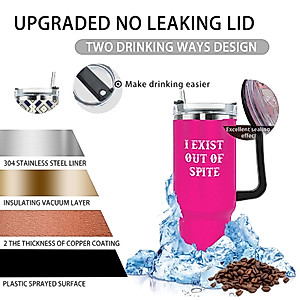 liabiliies 40 oz Tumbler with Handle and Straw i exist out of spite Tumbler with Lid and Straw Insulated Tumbler Stainless Steel Tumblers