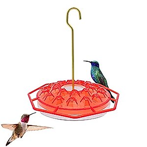 Hummingbird Feeders for Outdoors Hanging, Leak Proof Hummingbird Feeder Built-in Moat with 25 Feeding Ports 12 oz Capacity can Feed More Hummingbirds, Easy to Clean, Fill and Install (1)