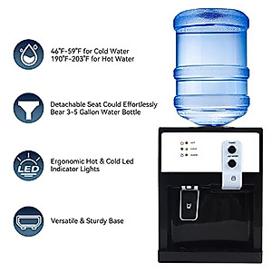 PIOJNYEN Hot and Cold Water Dispenser, Top Loading Water Cooler Dispenser 5 Gallon Countertop Water Cooler Dispenser, 3 Temperature Settings, Water Dispenser for 3 to 5 Gallon Bottles