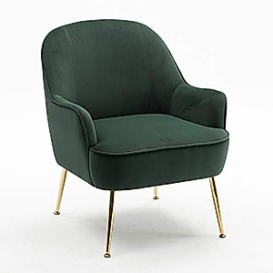 Goujxcy Modern Velvet Accent Tufted Decorative Reading Corner Chair, Vanity Chair for Bedroom, Living Room (Green5)