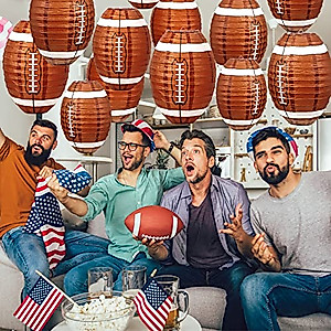 22 Pcs Football Paper Lanterns Football Hanging Decoration Paper Football Party Decor 12 Inch, 10 Inch, 8 Inch Decorative Sports Ball Lantern for Birthday Baby Shower Party Supplies