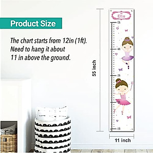 Personalized Kids Canvas Growth Chart, Height Chart, Growth Chart Banner, Ballerina