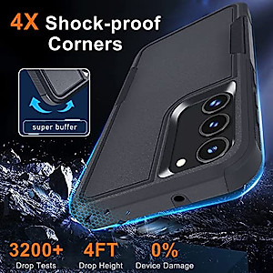 RMOCR for Samsung Galaxy S23+ Plus Case with 2 Pcs Tempered Glass Screen Protector and 2 Pcs Camera Lens Protector,Shockproof Protective Phone Cover for Galaxy S23 Plus 6.6inch,Black Matte