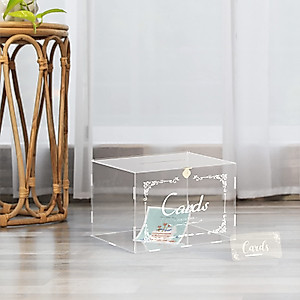 Bemodst Acrylic Wedding Card Box Gift Box Holder, Clear Large Letter Envelope Boxes with Lock and Slot for Reception Decoration Fundraiser Money Box Election Ballot Graduation Keepsake Party Favor