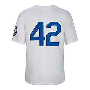 Men's Black Legend Baseball Jersey Number 42 Vintage Embroidered Retro Button Down Shirts (White,X-Large)