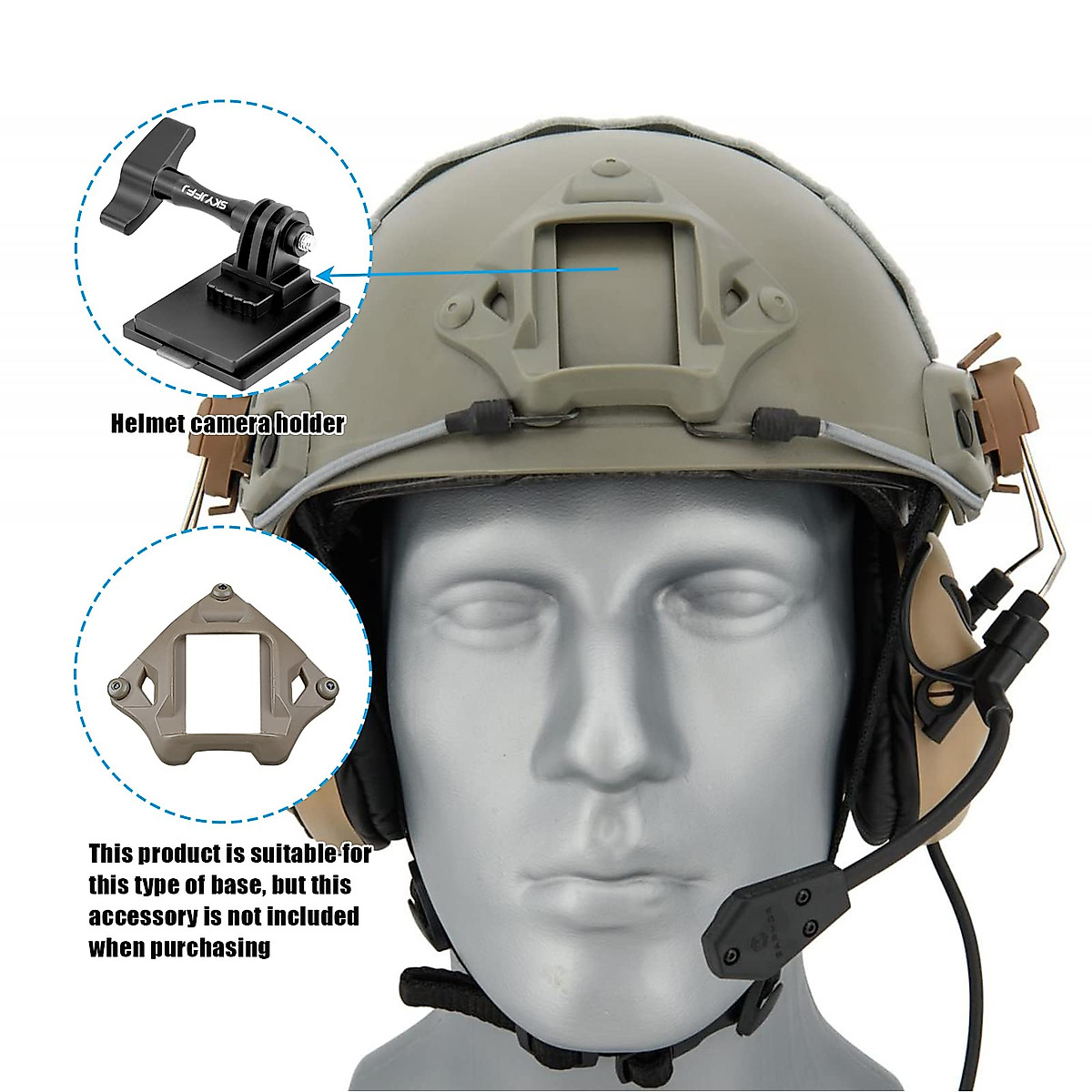 SKYJFFJ Tactical Helmet Quick Release Buckle Adapter Mount for GoPro Hero 12/11/10/9/8, DJI Osmo, AKASO/YI and other action camera accessories