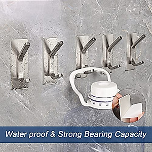 NearMoon Adhesive Hooks, Stainless Steel Bath Towel Holders No Drilling Rustproof Wall Hooks for Coat Bag Key Hat, Stick on Wall Robe Hangers for Bathroom Livingroom Kitchen, 5 Pack (Brushed Nickel)