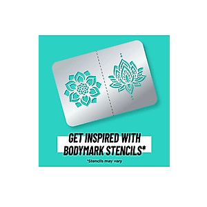 BIC BodyMark Temporary Tattoo Kit: 9 Markers, 5 Stencil Sheets, Inspiration Book