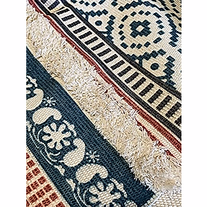 Beautifully 2'x3' Woven 3D Design Colorful Boho Cotton Small Area Fluffy Indoor Rugs for Living Room, Bedroom, Bathroom, Kitchen, Outdoor Picnic (Geometric 1)