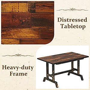 Tribesigns 47 Inch Dining Table Set for 4, 3-Piece Kitchen Table Set with 2 Benches, Industrial Dining Room Table with Metal Frame, Space-Saving Dinette for Dining Room Small Spaces, Brown