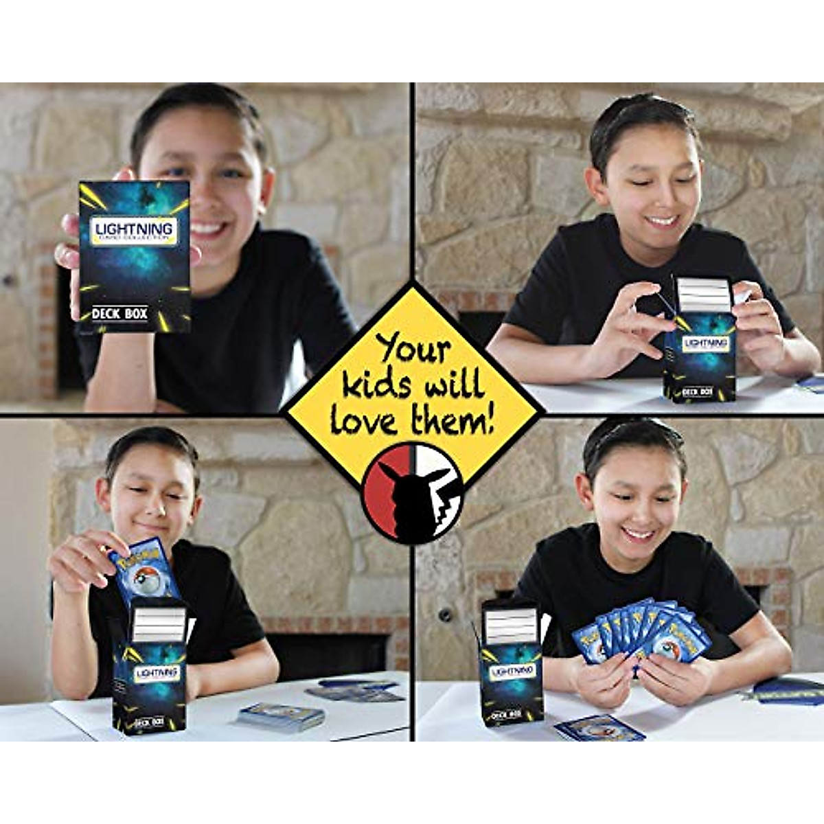 Lightning Card Collection Premium Bundle :100+ Cards inculdes 20 foil Cards | 4 Legendary Ultra Rare V, GX, or EX | LCC Box That is Compatible with Pokemon Cards