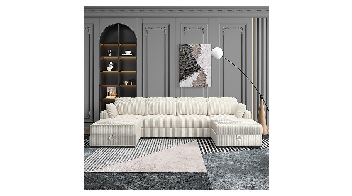 Nynsley 130 Inch Sectional Couches for Living Room,6 Seater Lounge Sofa ...