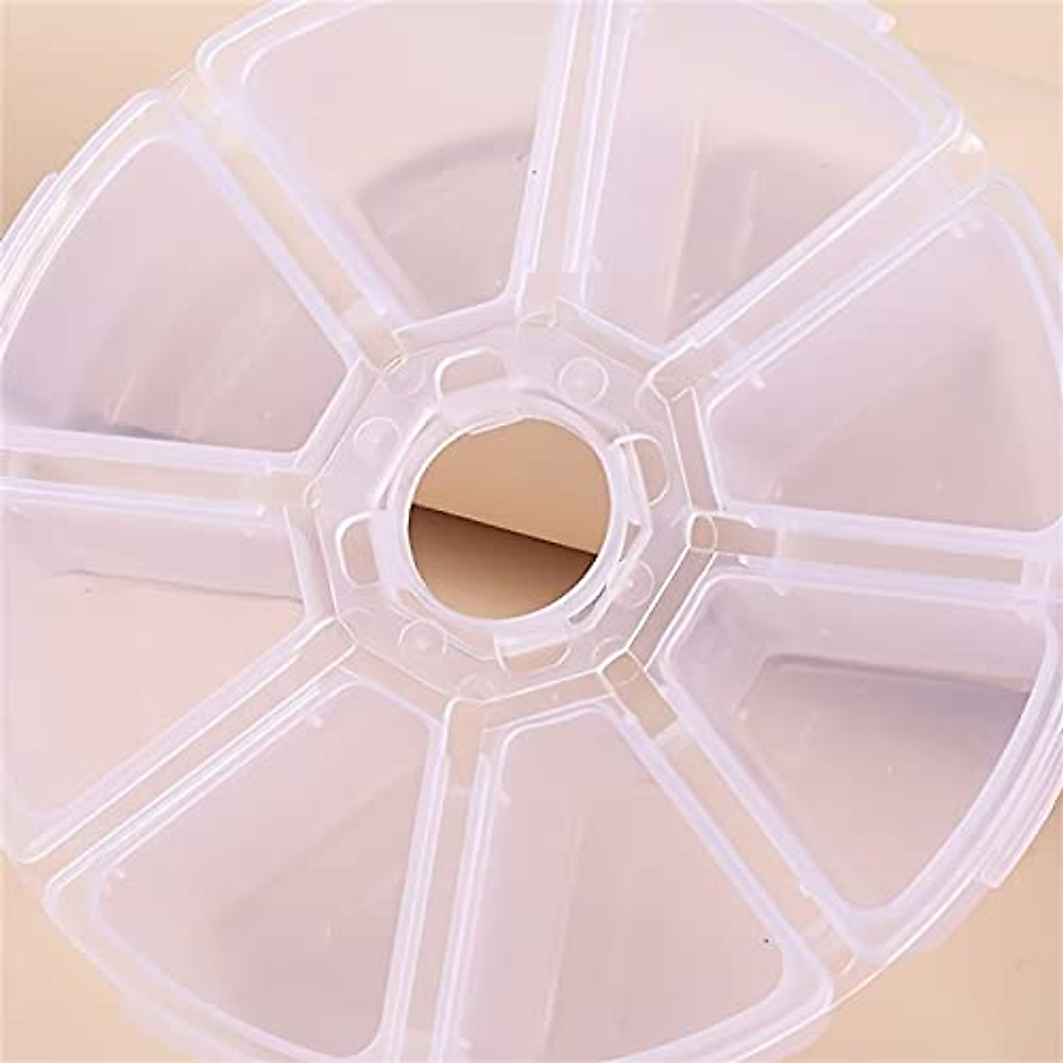 8 Compartments Jewelry Dividers Box Plastic Clear Round Storage Box Earring Bead Case Storage Container for Beads, Nail Art, Crafts