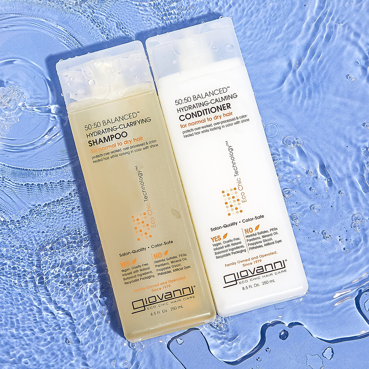 GIOVANNI Eco Chic 50:50 Balanced Hydrating Conditioner, 8.5 fl oz, Vegan, Sulfate & Paraben Free, Color Safe, Moisturizing for Normal to Dry Hair