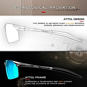 ATTCL Men's Fashion Sports Driving Polarized Sunglasses Men Fishing - Al-Mg metal Ultralight 8177BLACK-BLUE