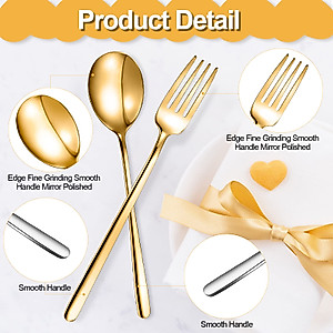 48 Pcs Forks and Spoons Set for 24, Stainless Steel Flatware Cutlery Set Mirror Polished Kitchen Utensil Set, 6.5 Inch Forks and 7.3 Inch Spoons for Home Kitchen Restaurant, Dishwasher Safe (Gold)