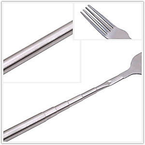 Adjustable Telescopic Fork Extendable Fork Long Fork Toasting Fork Extending Fork Extra Long Fork Extended Fork Stainless Steel, For Eating, Barbecue, Dinner, Dessert, Sausage, Vegetable